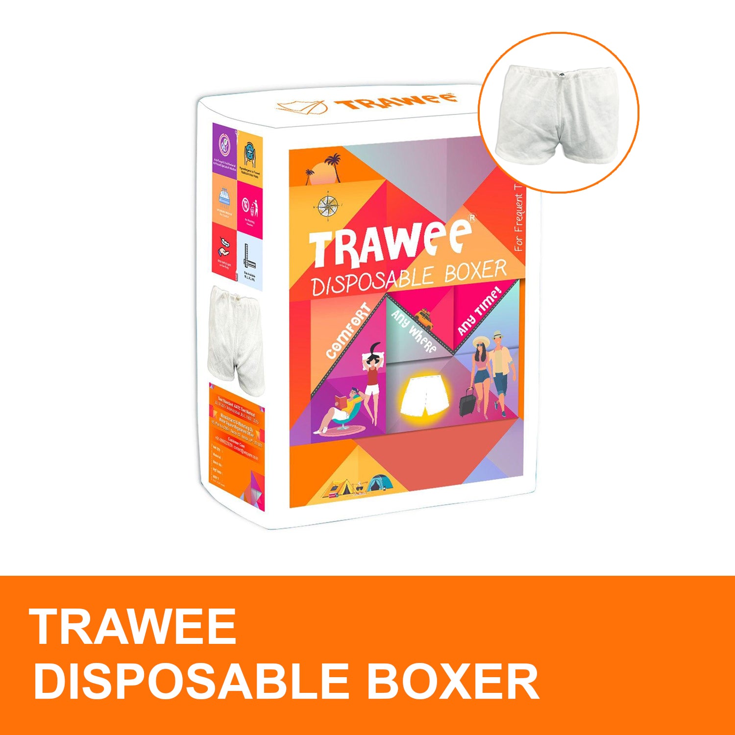 Trawee Boxer Style Disposable Travelers Hygiene Innerwear, Light Weigh ...